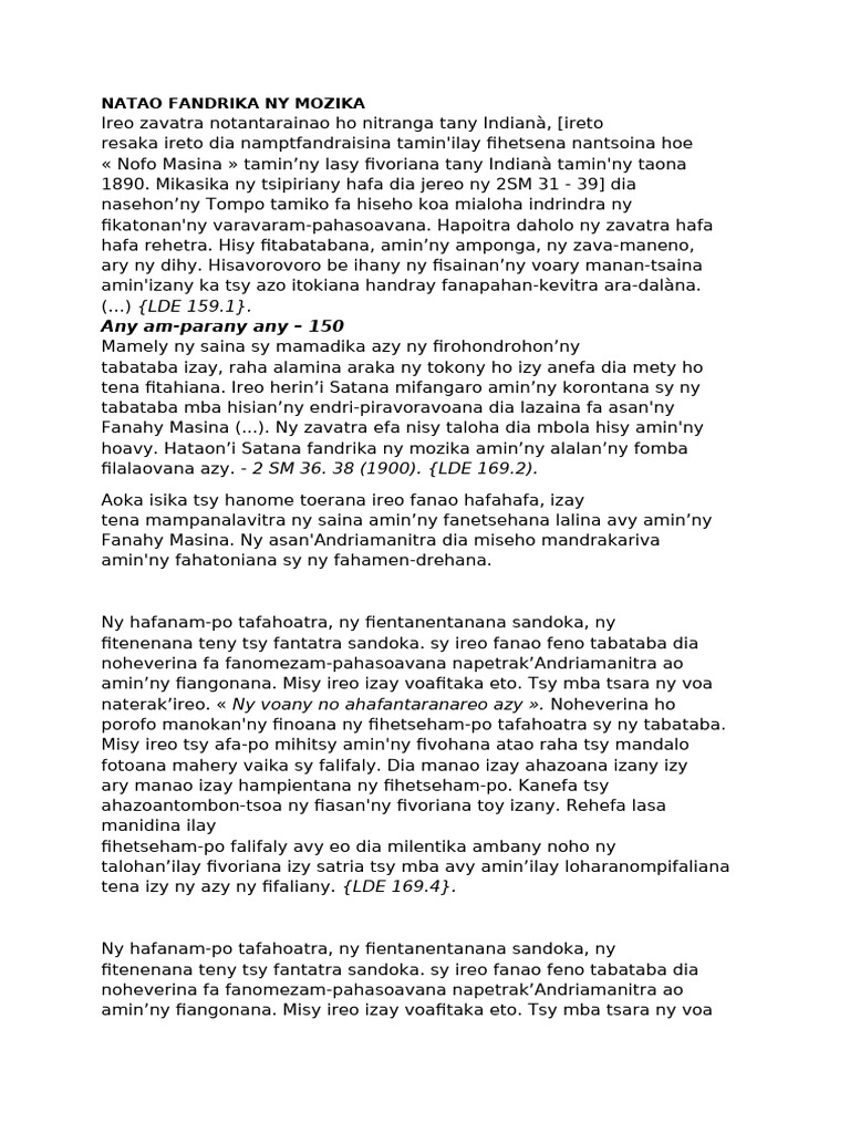 Natao Fandrika Ny Mozika | PDF