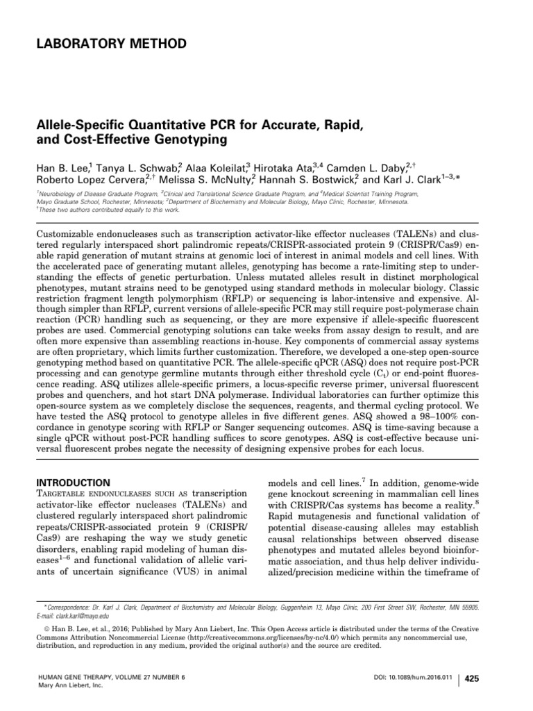 1 Allele-Specific Quantitative PCR | PDF | Polymerase Chain Reaction | Real Time Polymerase ...
