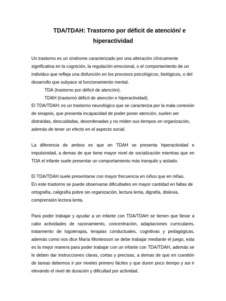 Guía para Entender el TDA/TDAH | PDF