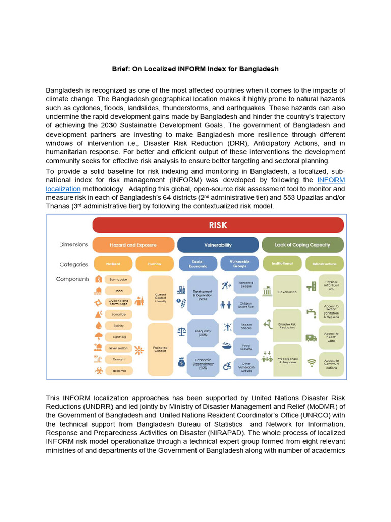 Brief On Localized INFORM Index For Bangladesh | PDF | Disaster Risk ...