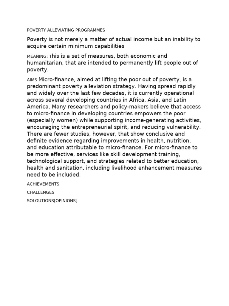 Effective Poverty Alleviation Strategies | PDF