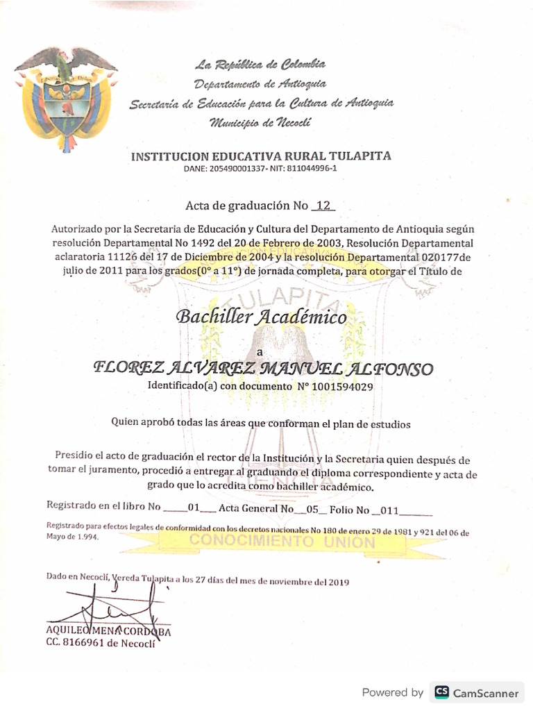 Acta de Grado Manuel | PDF