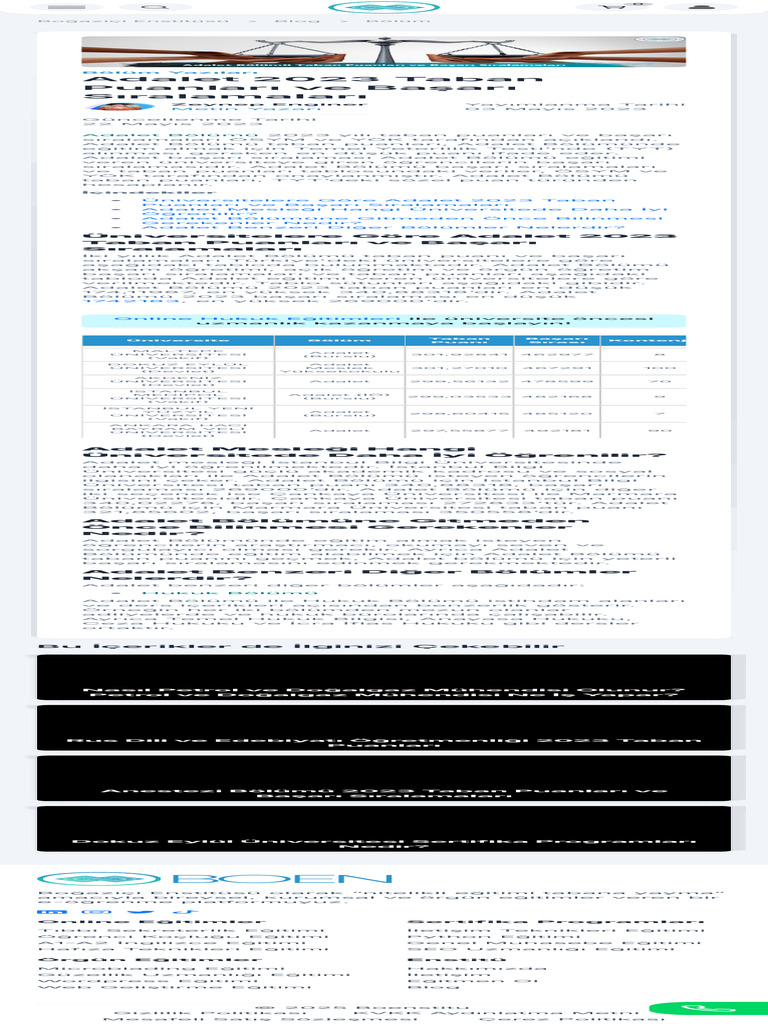 Adalet 2023 Taban Puanları Ve Başarı Sıralamaları | PDF