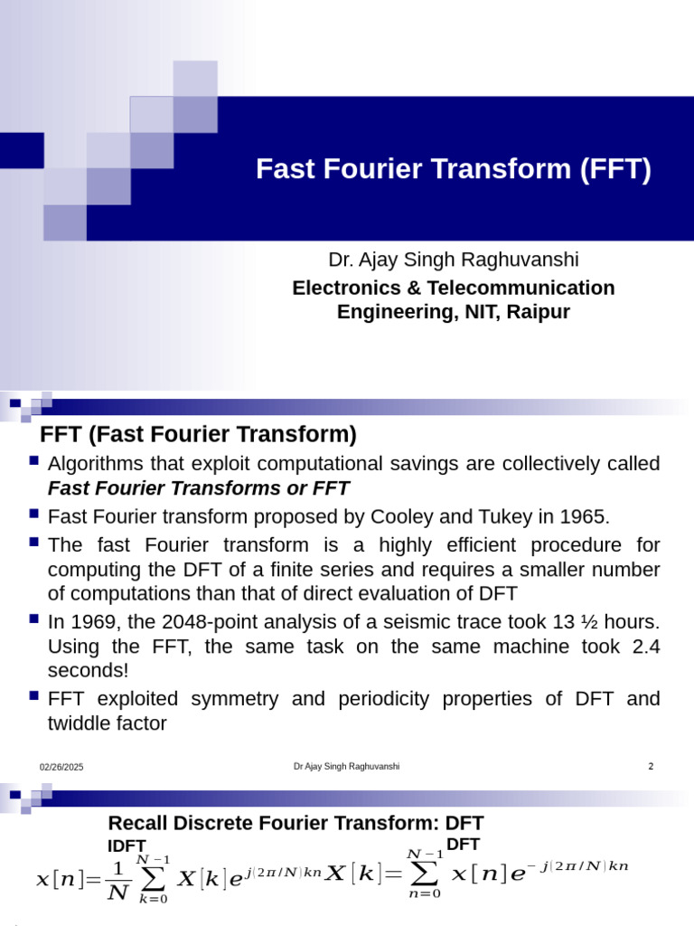 Fast Fourier Transform (FFT) | PDF | Fast Fourier Transform | Discrete Fourier Transform