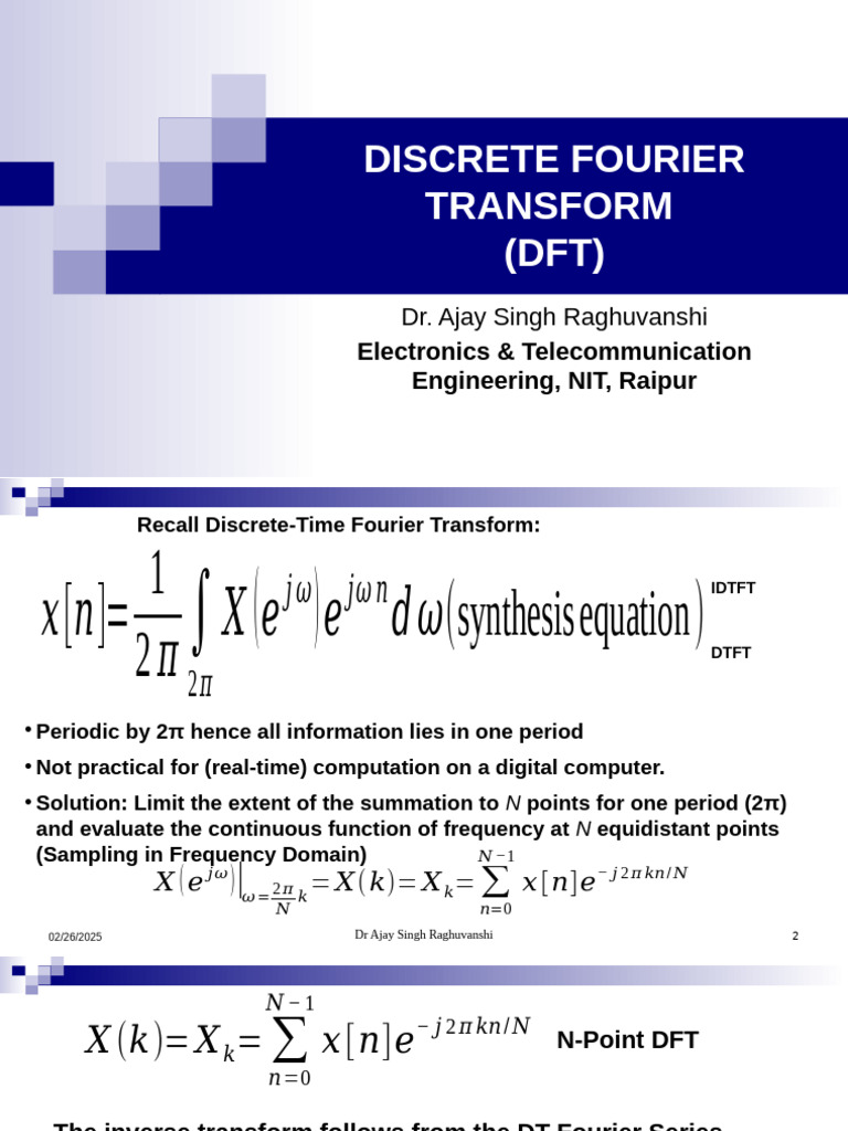 Discrete Fourier Transforml14s_s | PDF | Discrete Fourier Transform | Fourier Analysis