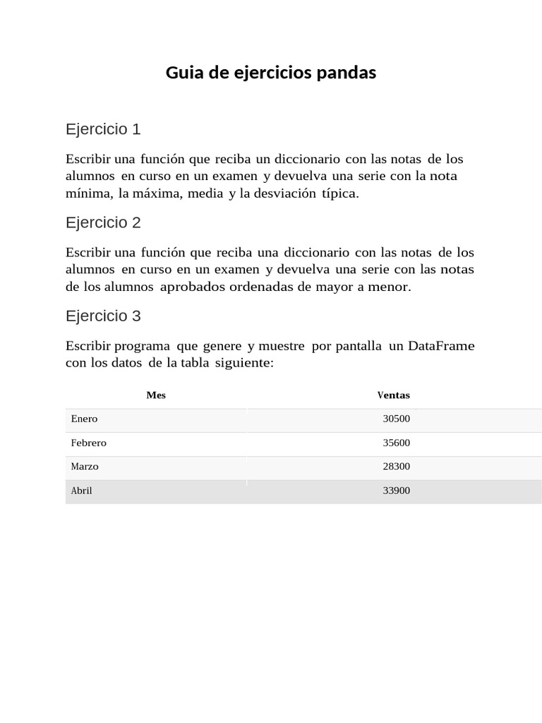 Guia de Ejercicios Pandas | PDF