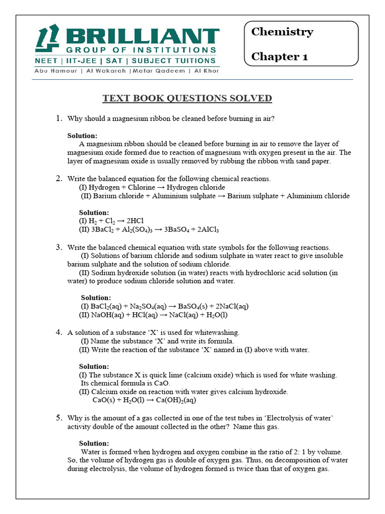 Chemistry Reactions and Equations Explained | PDF | Redox | Chemical ...