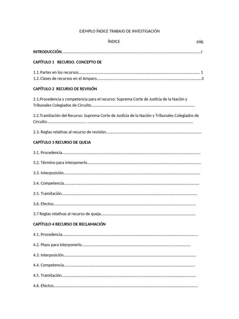 Ejemplo Indice Trabajo de Investigación | PDF