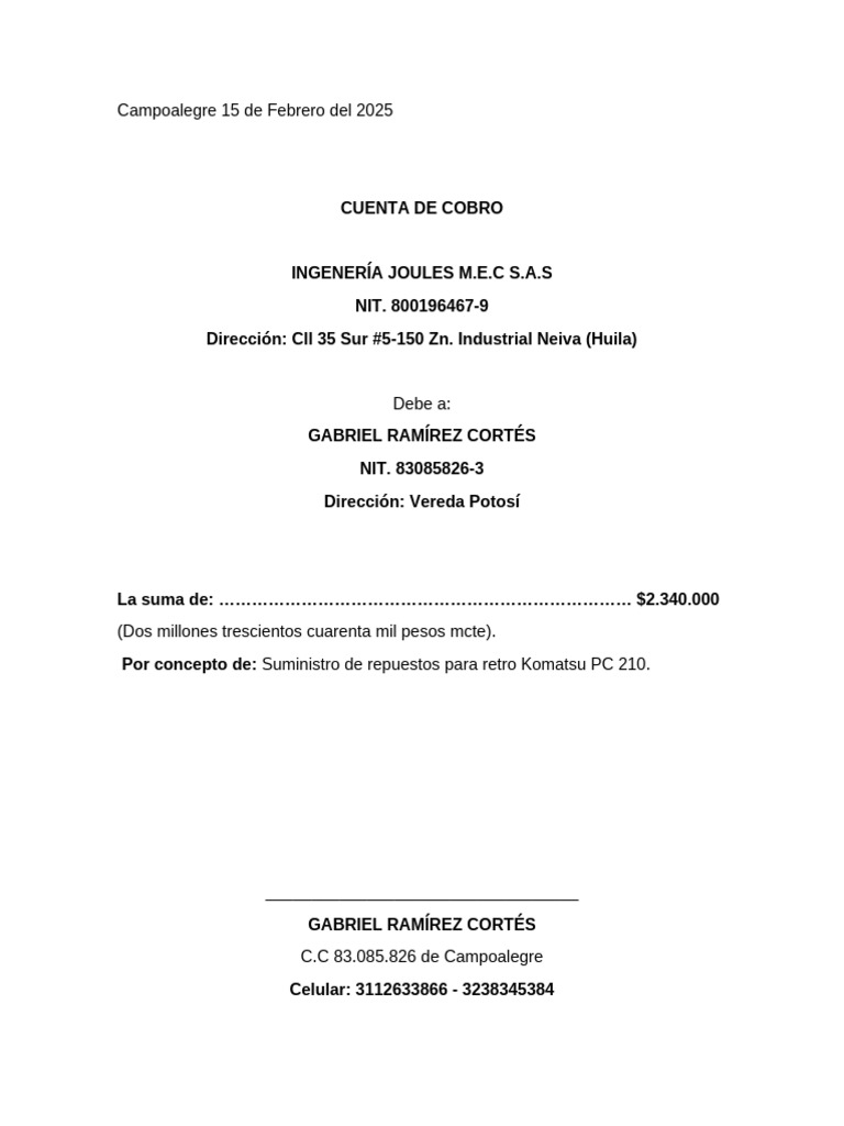 Orden de Cobro | PDF