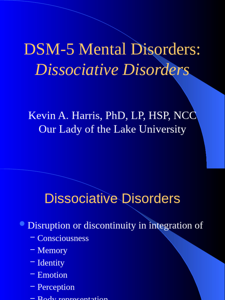 DSM-5 Dissociative Disorders | PDF | Dissociation (Psychology) | Mental ...