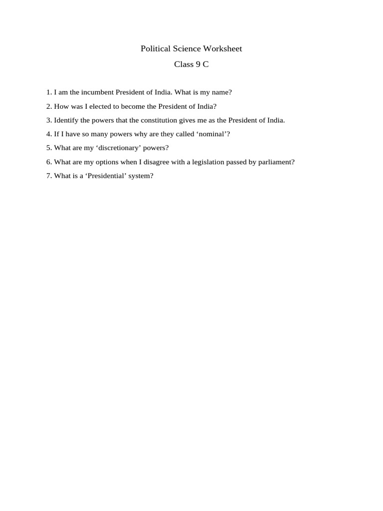 Class 9 Political Science Quiz | PDF