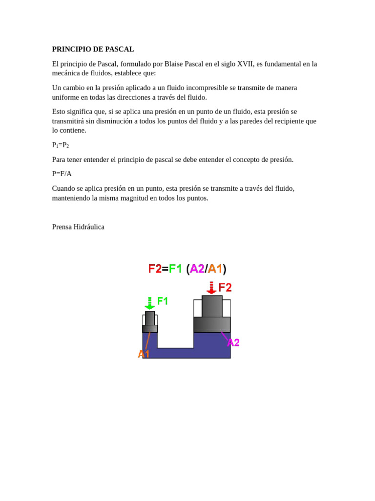 PRINCIPIO de PASCAL (Recuperado Automáticamente) | PDF | Presión | Ingeniería mecánica