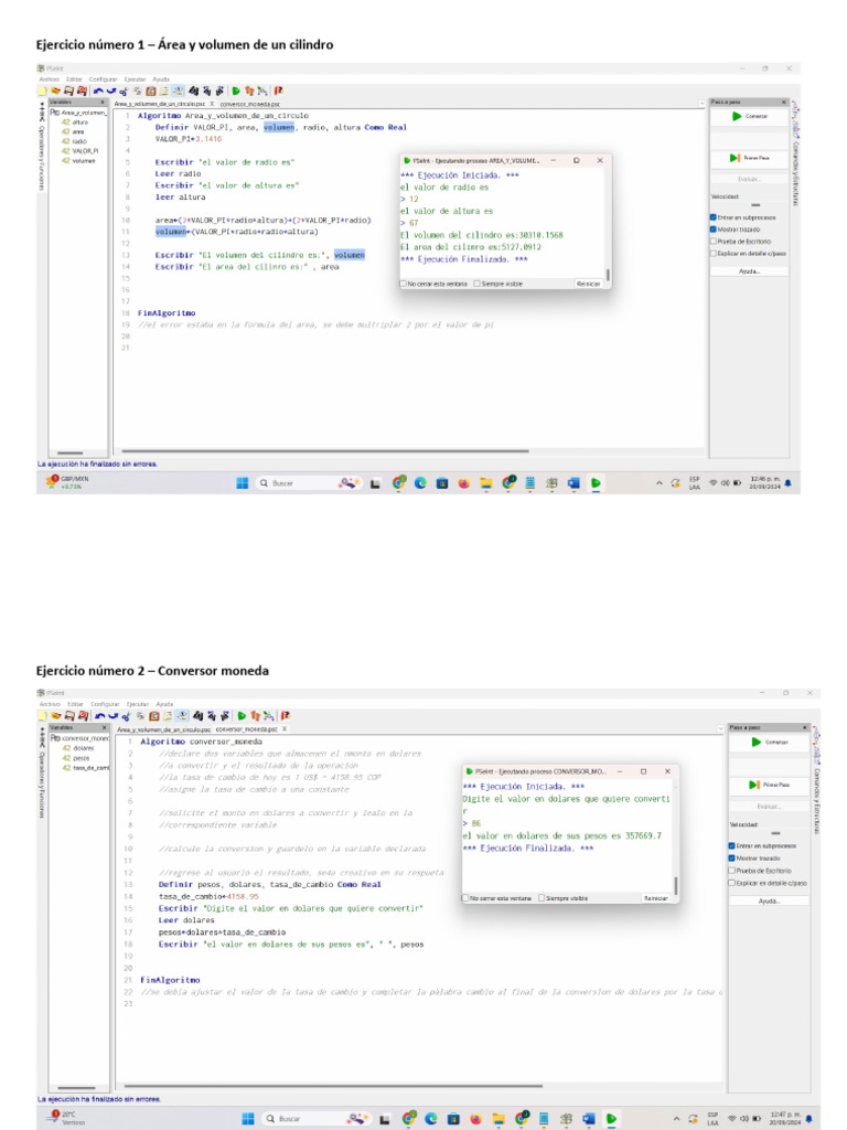 Ejercicios en PSeint | PDF