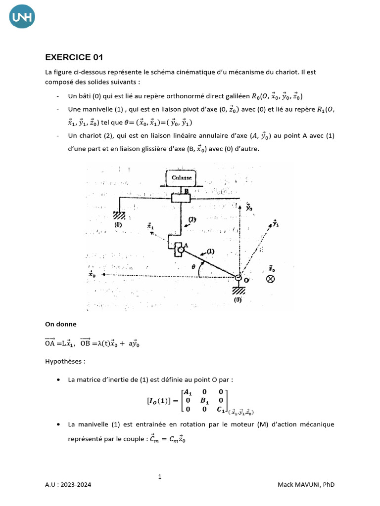 TD Principe Fondamental de La Dynamique PFD (Niveau L2 GE - GC) | PDF ...