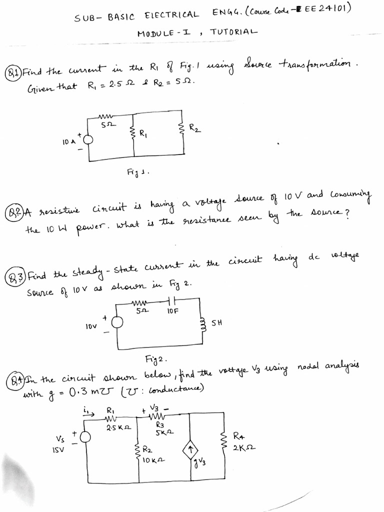 BEE Module 1 Tutorial Problems | PDF