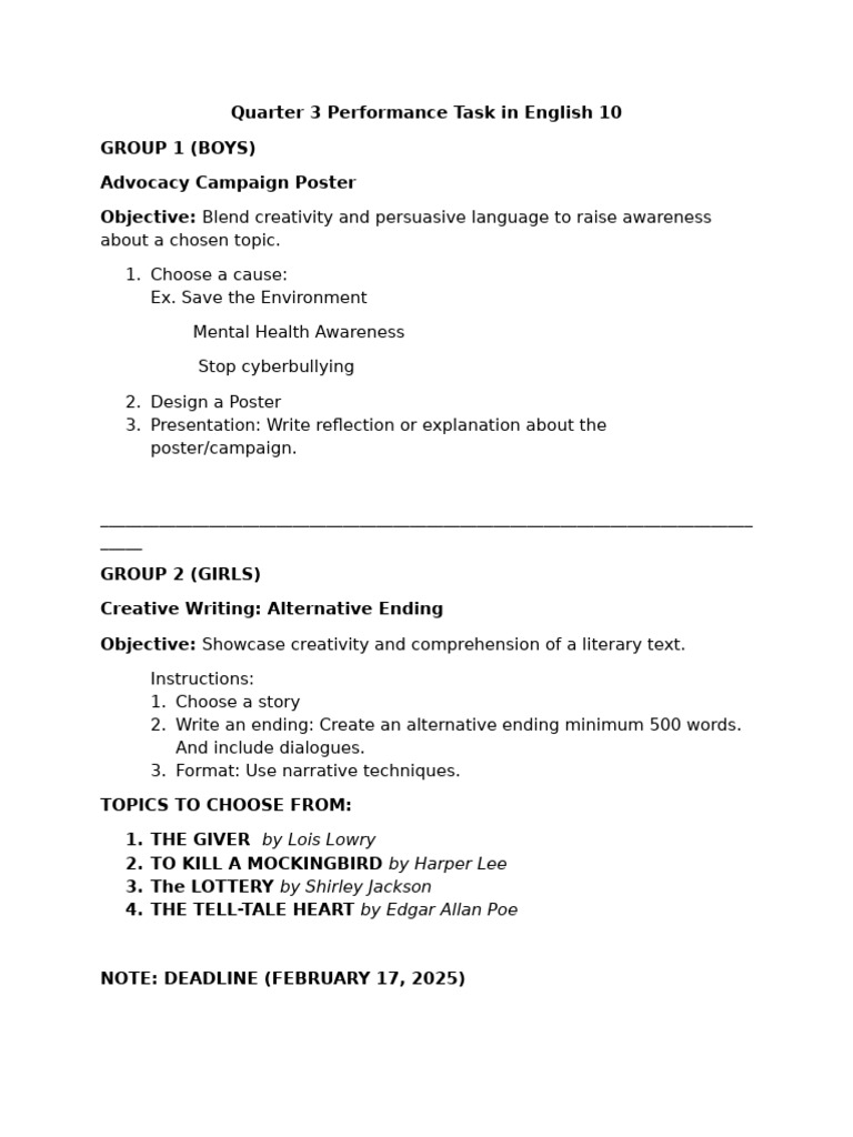 Quarter-3-Performance-Task-in-English-10 | PDF