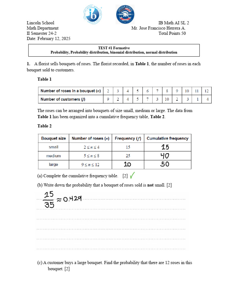 Test Probability Formative | PDF | Standard Deviation | Probability