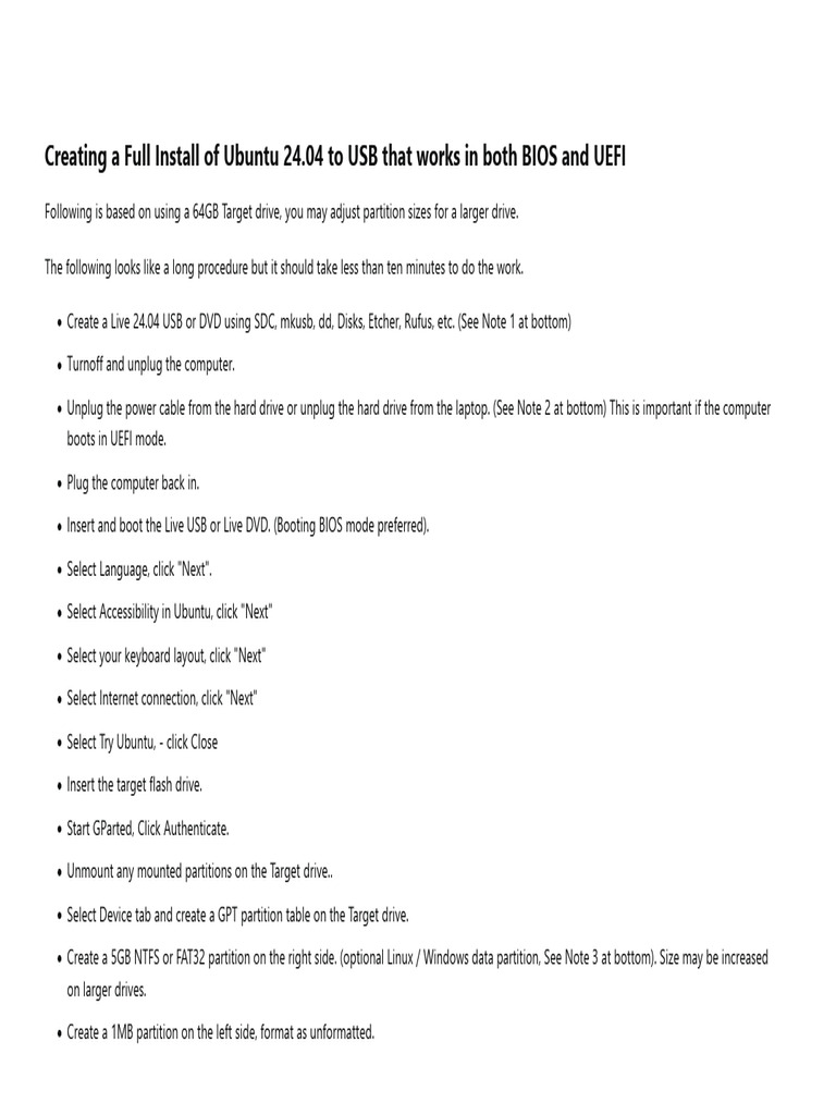 Manual Partitioning for Ubuntu 24.04 USB | PDF | Booting | Ibm Pc ...