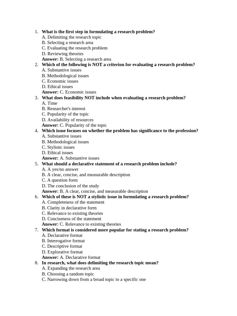 What Is The First Step in Formulating A Research Problem | PDF | Theory ...