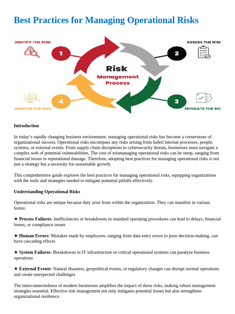 Best Practices For Managing Operational Risks | PDF | Risk Management ...