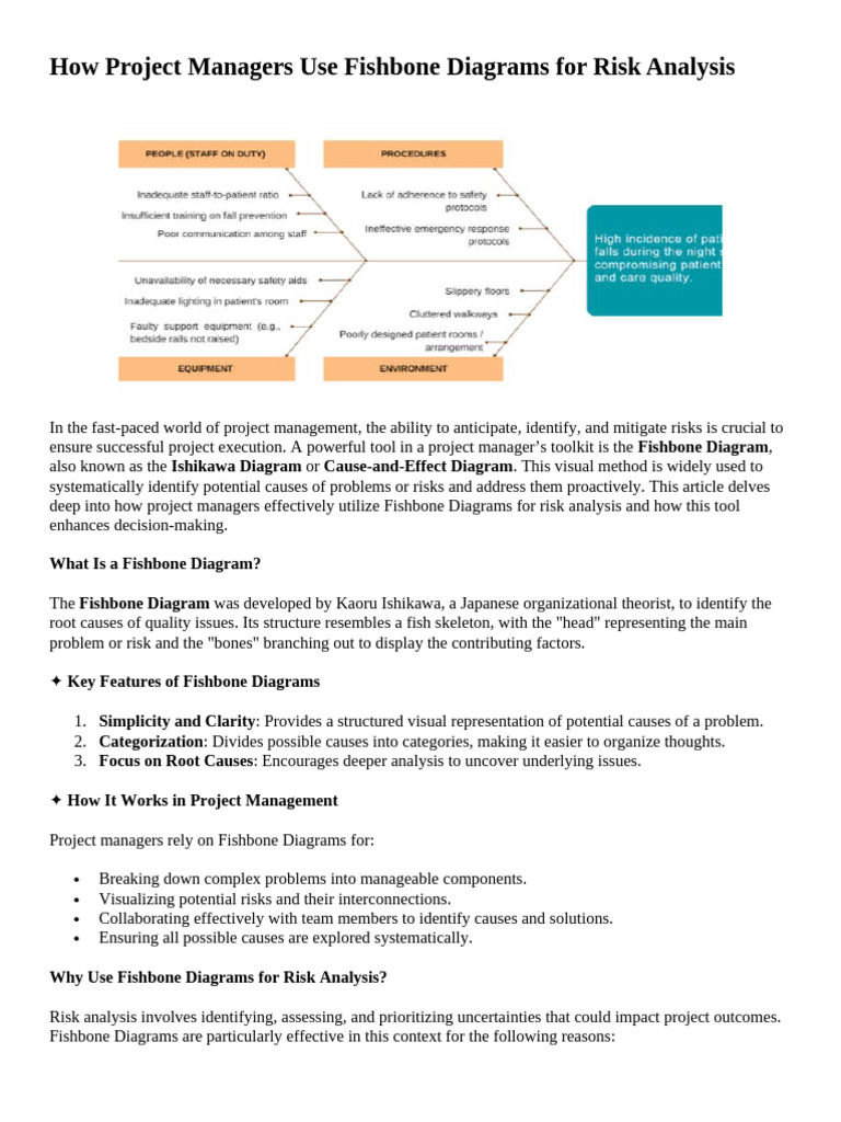 How Project Managers Use Fishbone Diagrams for Risk Analysis | PDF ...