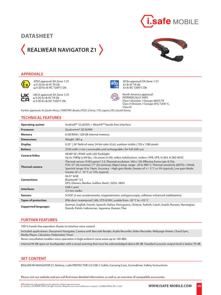 Realwear Navigator Z1 hardware spec | PDF | Mobile Phones | Personal ...