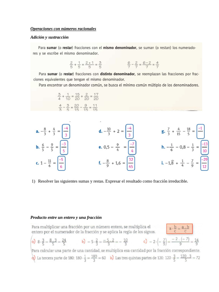 Operaciones Con Números Racionales | PDF