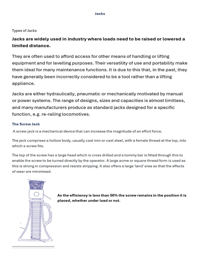 Jacks | PDF | Pump | Mechanical Engineering