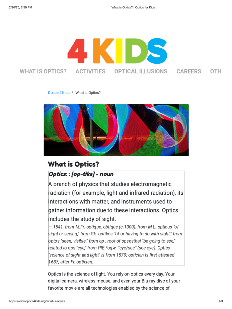 What is Optics_ _ Optics for Kids | PDF | Optics | Light