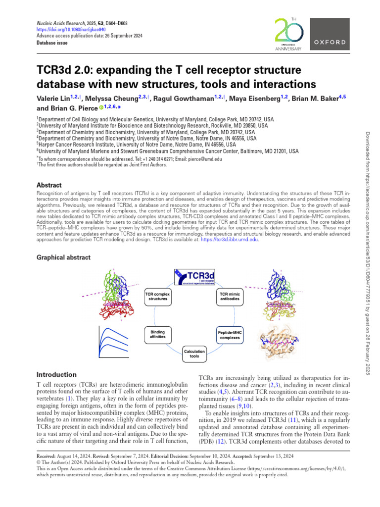 TCR3d 2.0 - Expanding The T Cell Receptor Structure Database With New ...