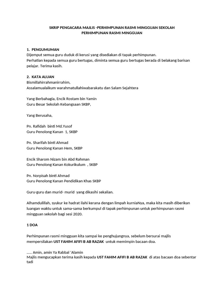 emcee teks perhimpunan | PDF