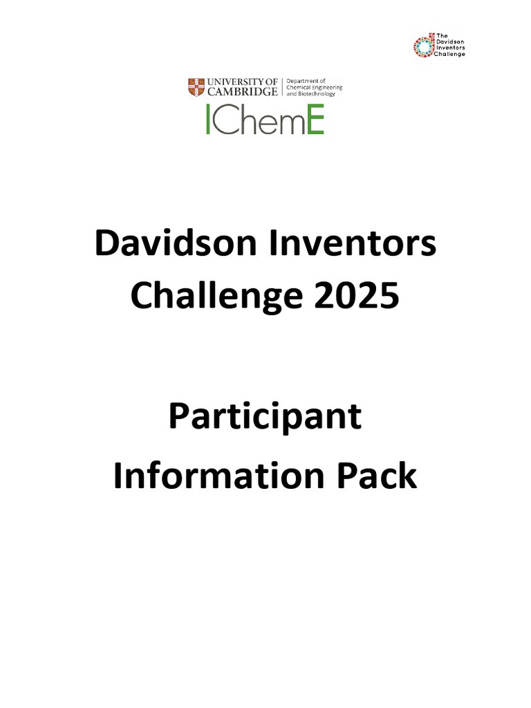 DAVIDSON INVENTORS CHALLENGE - INFO PACK 2025 | PDF | Sustainability ...