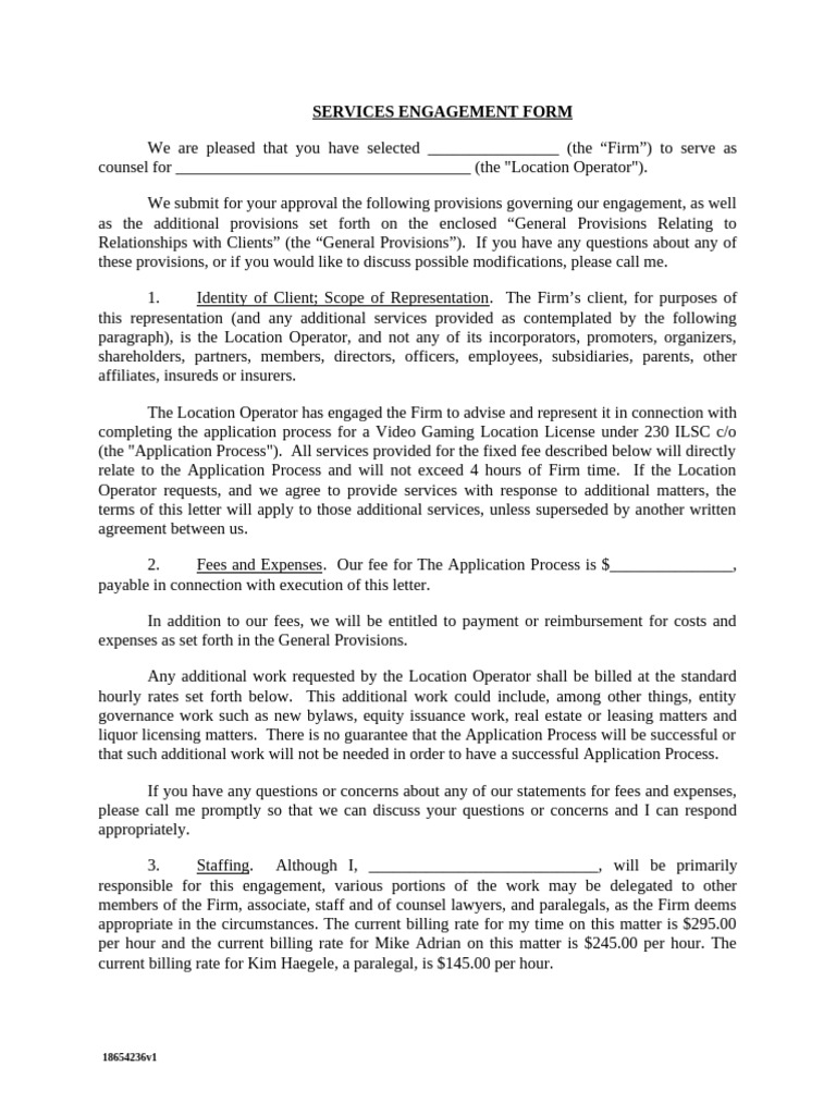 Services Engagement Form (18654236.1) | PDF | Conflict Of Interest ...