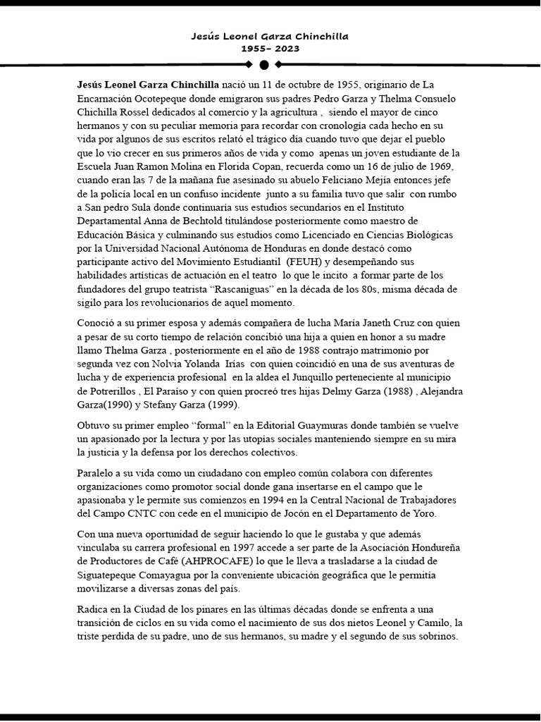 Biografía Jesus Leonel Garza | PDF