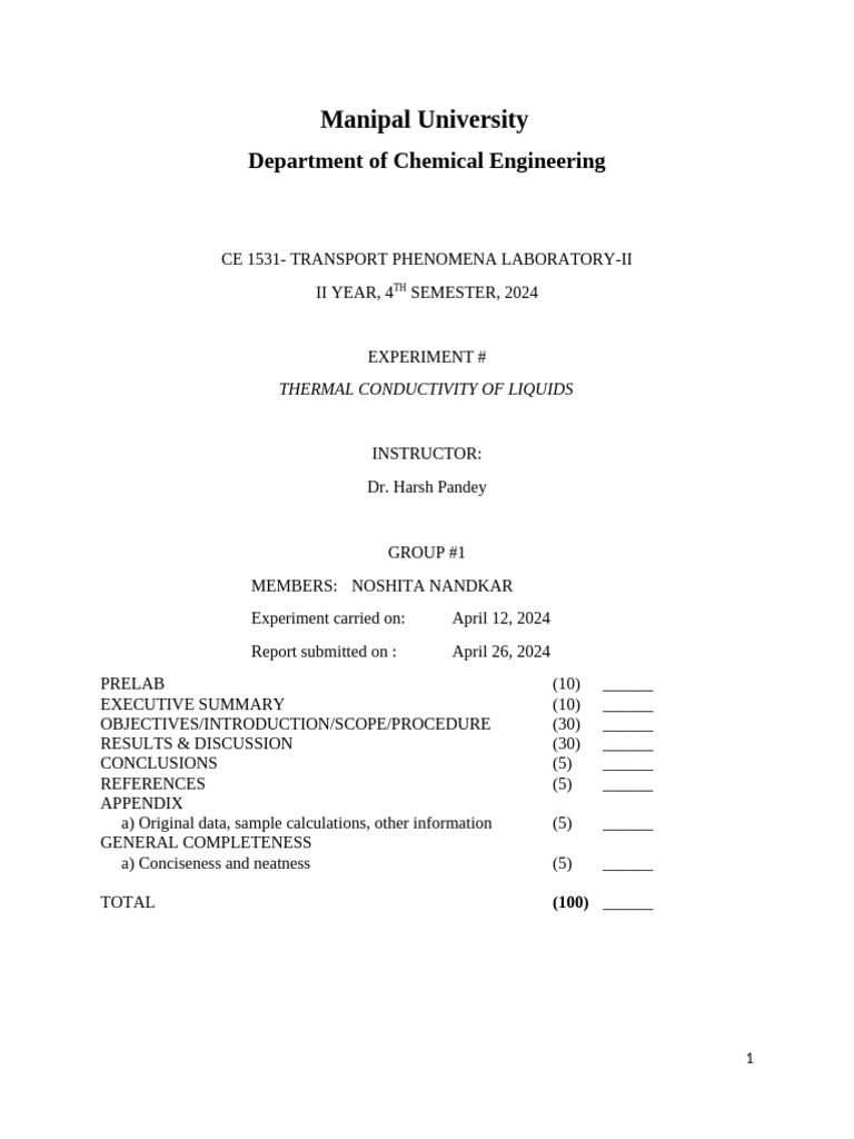 Thermal Conductivity Of Liquids Tp 2 Pdf Experiment Heat