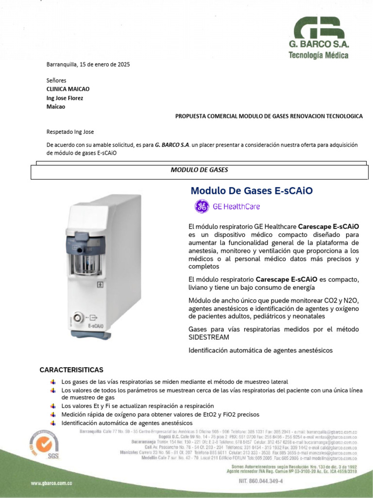 Propuesta Comercial - Modulos de Gases E-sCAiO - Clinica Maicao.15.01. ...