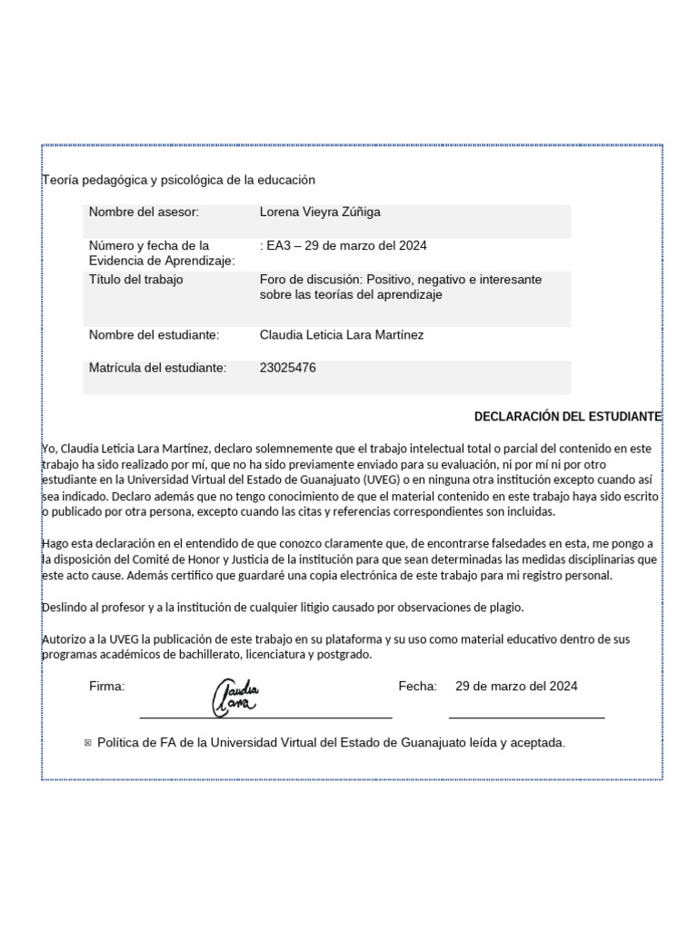 Lara Claudia TPyPE EA3 | PDF | Aprendizaje | Las emociones