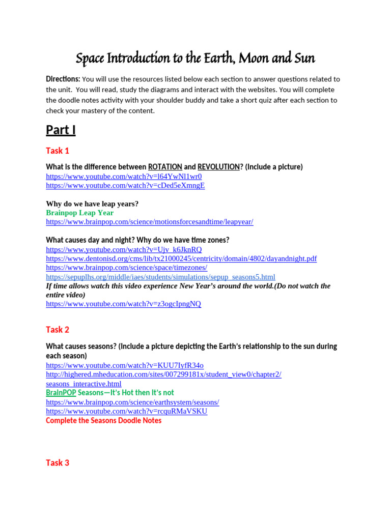 Earth, Moon, and Sun Overview Guide | PDF | Eclipse | Moon
