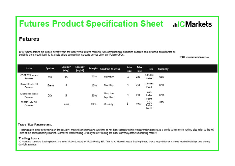Futures Product Specification Sheet | PDF | Futures Contract ...