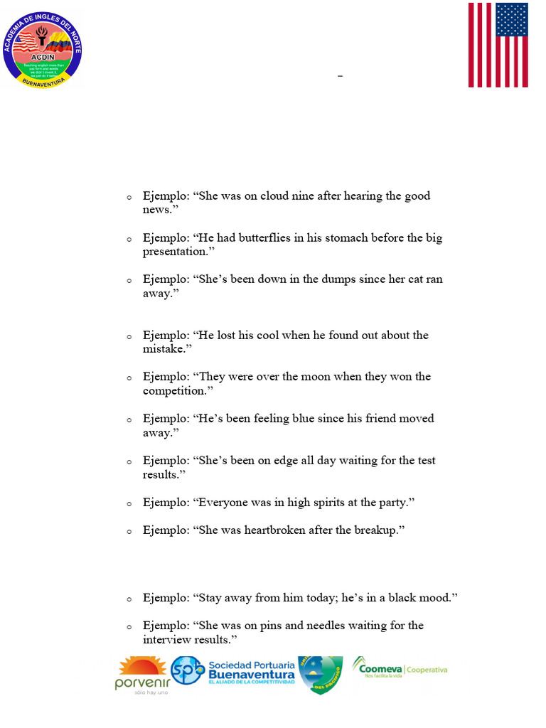 Expresiones Idiomaticas Feelings | PDF