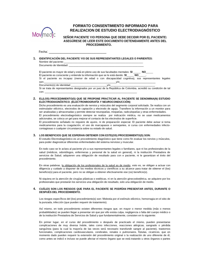 Formato de Consentimiento Informado | PDF | Cuidado de la salud ...