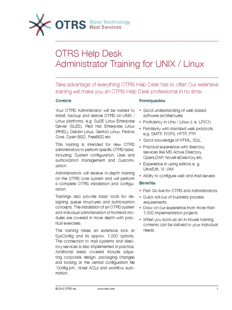 003 ENG OTRS Administrator UnixLinux | PDF | Linux | Unix