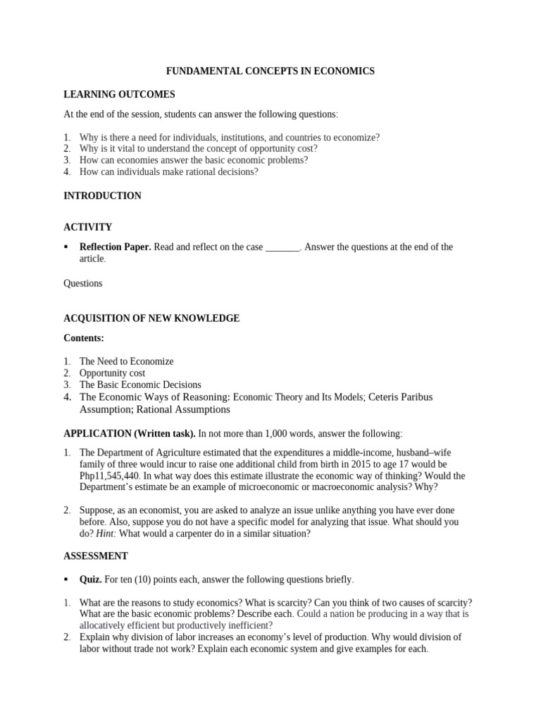 Key Economic Concepts for Students | PDF | Economics | Economies