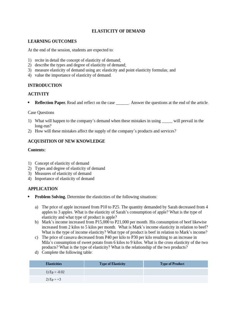 Module 3 - (AEC 112) Elasticity of Demand | PDF | Supply (Economics) | Elasticity (Economics)