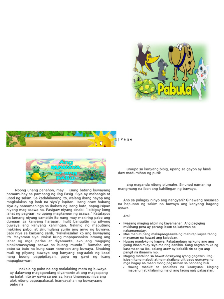 Mga Pabula- Booklet | PDF
