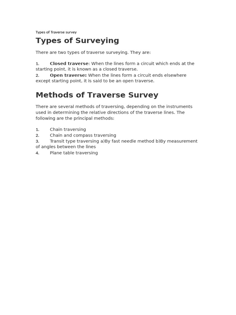 Traverse Survey Types & Methods | PDF