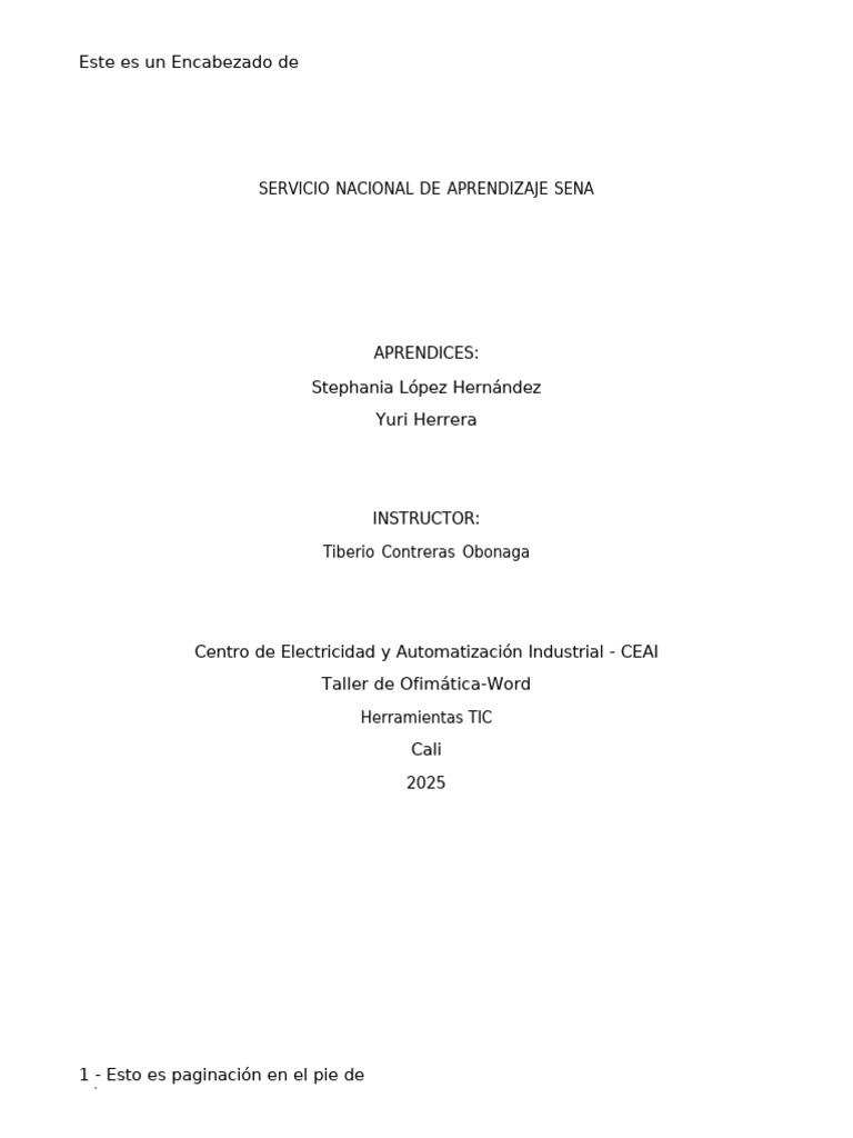 Taller de Ofimatica- Word Yuri Herrera- Stephania Lopez RH2-65 3142297 ...