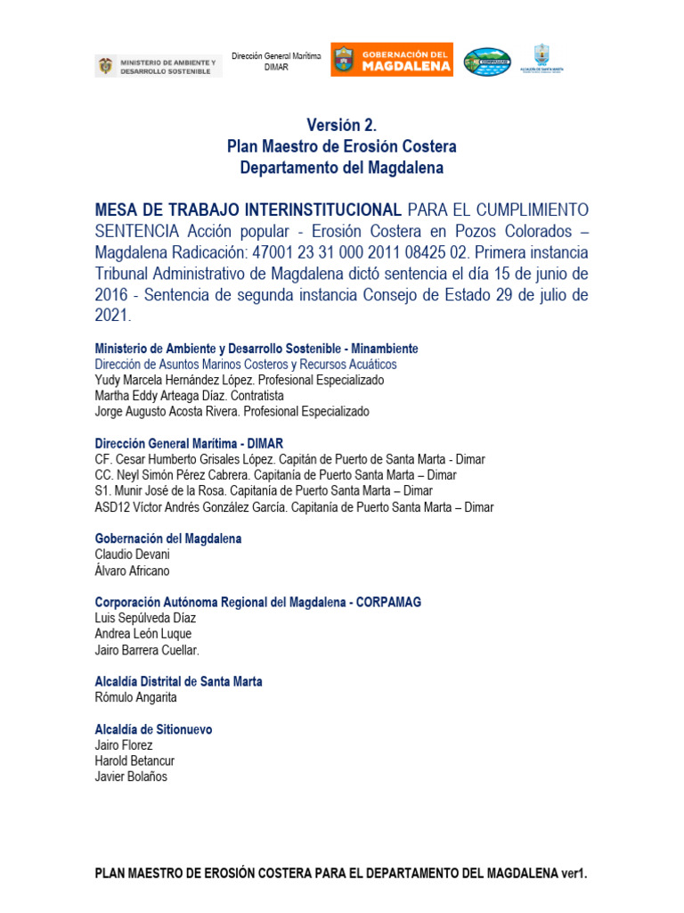 Plan Maestro Erosión Costera Magdalena | PDF | Costa | Colombia