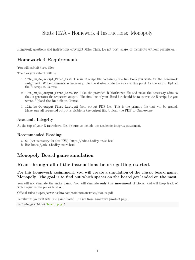102A HW 04 Monopoly Instructions | PDF | Dice