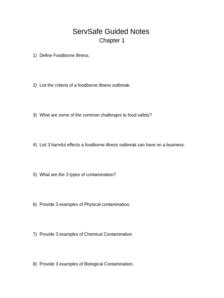 ServSafe Chapter 1: Food Safety Essentials | PDF